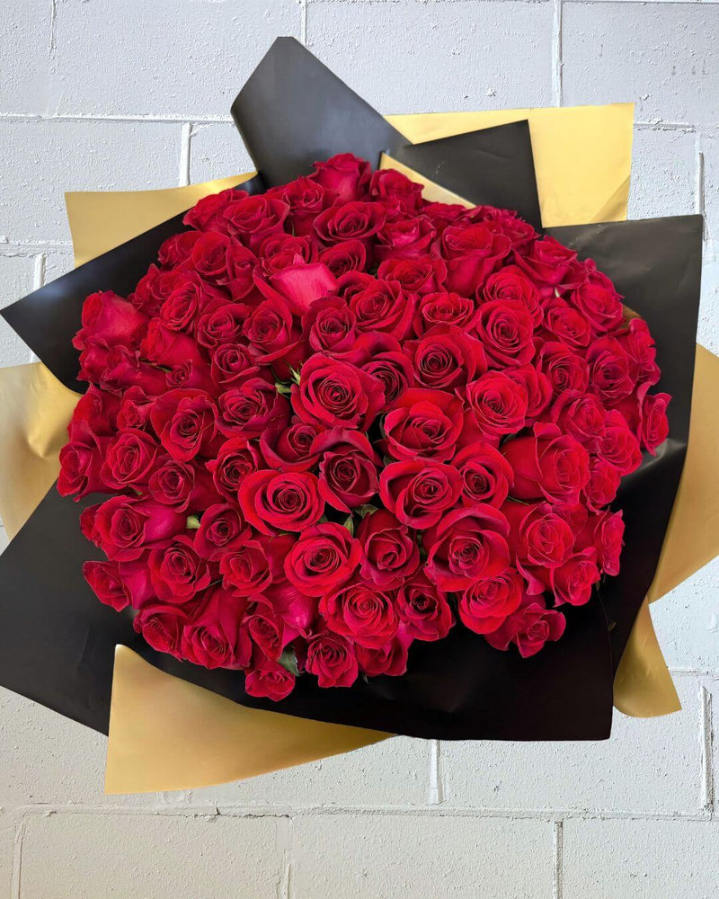 100 Red Roses Bouquet – Yorkdale Flowers